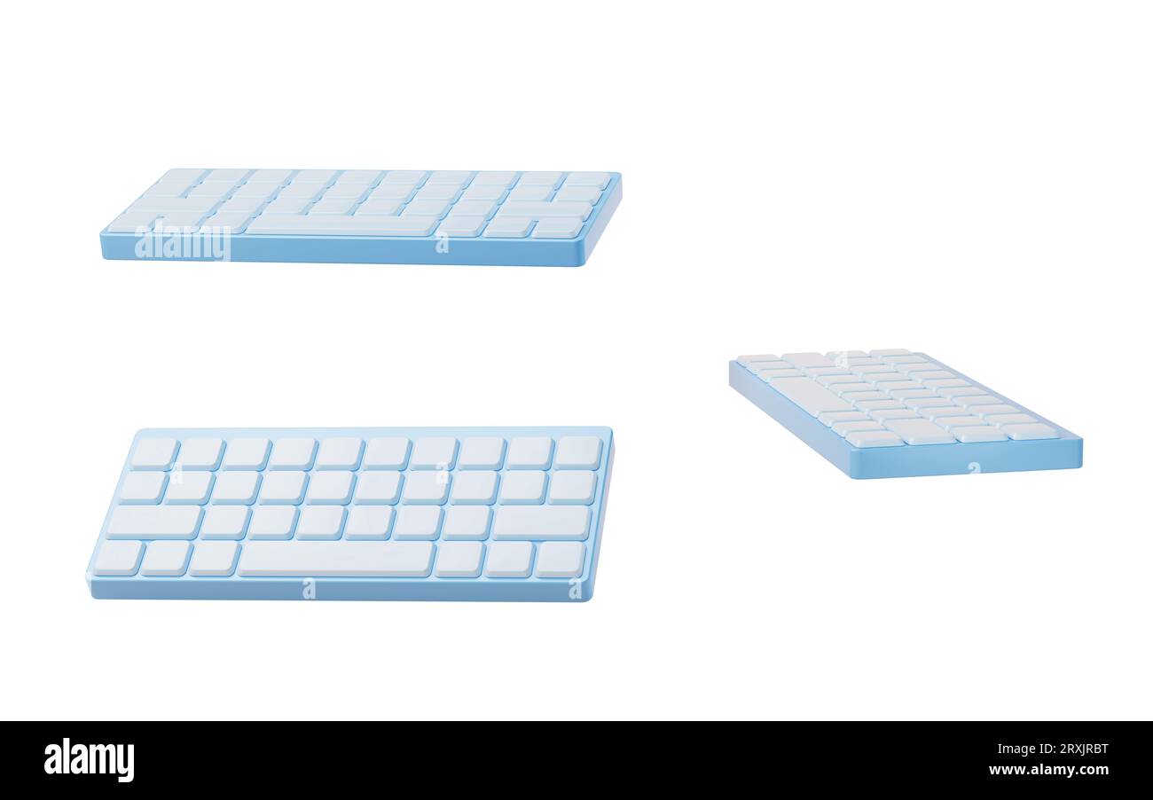 Blue keyboard with cartoon style, 3d rendering. Digital drawing Stock ...