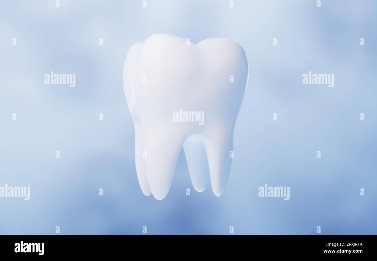 Tooth with blue background, 3d rendering. Digital drawing Stock Photo ...
