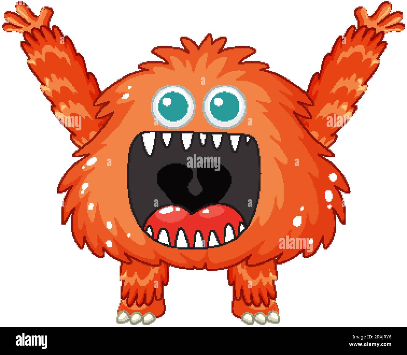 A happy and adorable red monster with a cartoon character design Stock ...