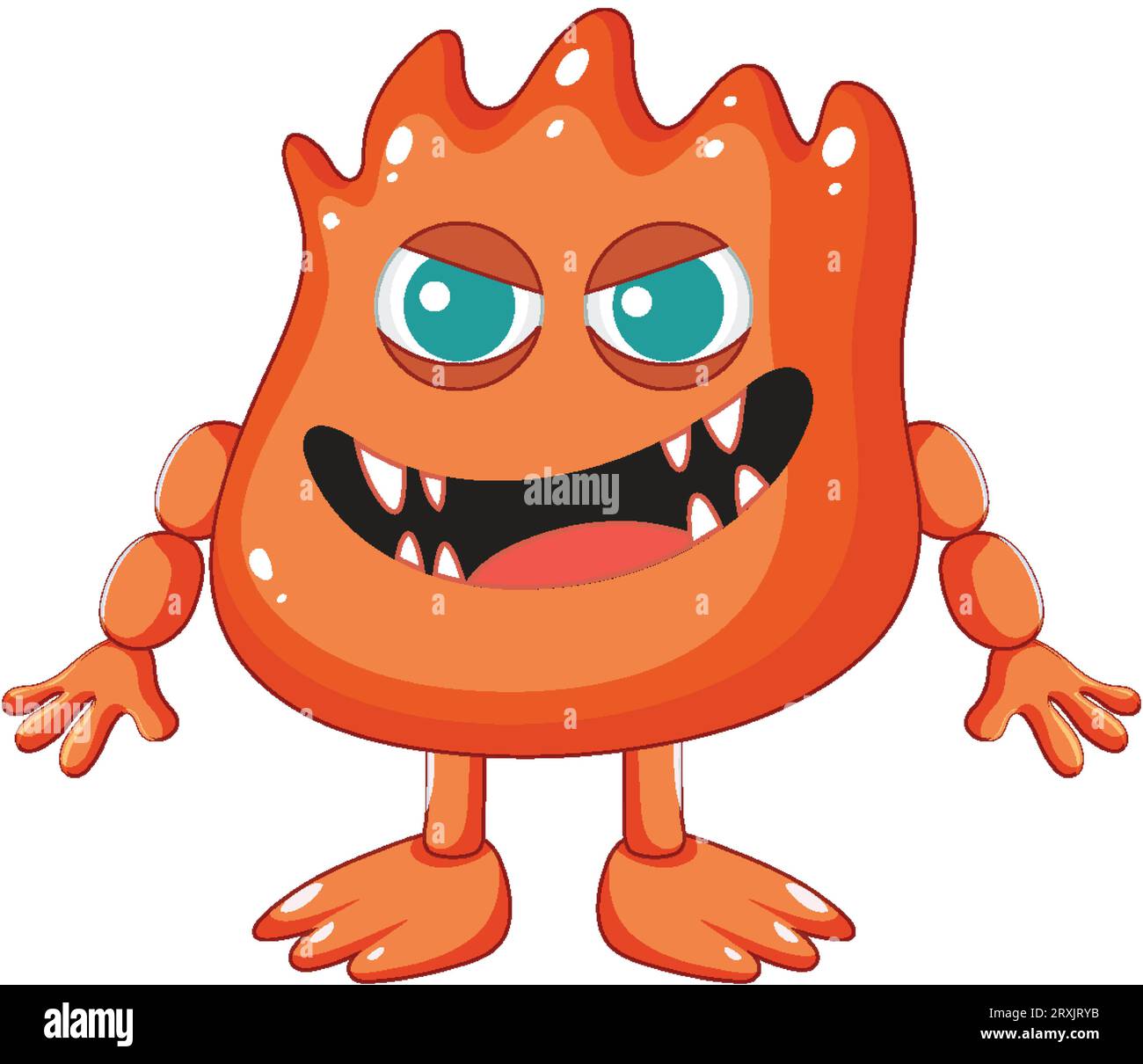 Illustration of cute orange alien monsters with a playful and whimsical ...