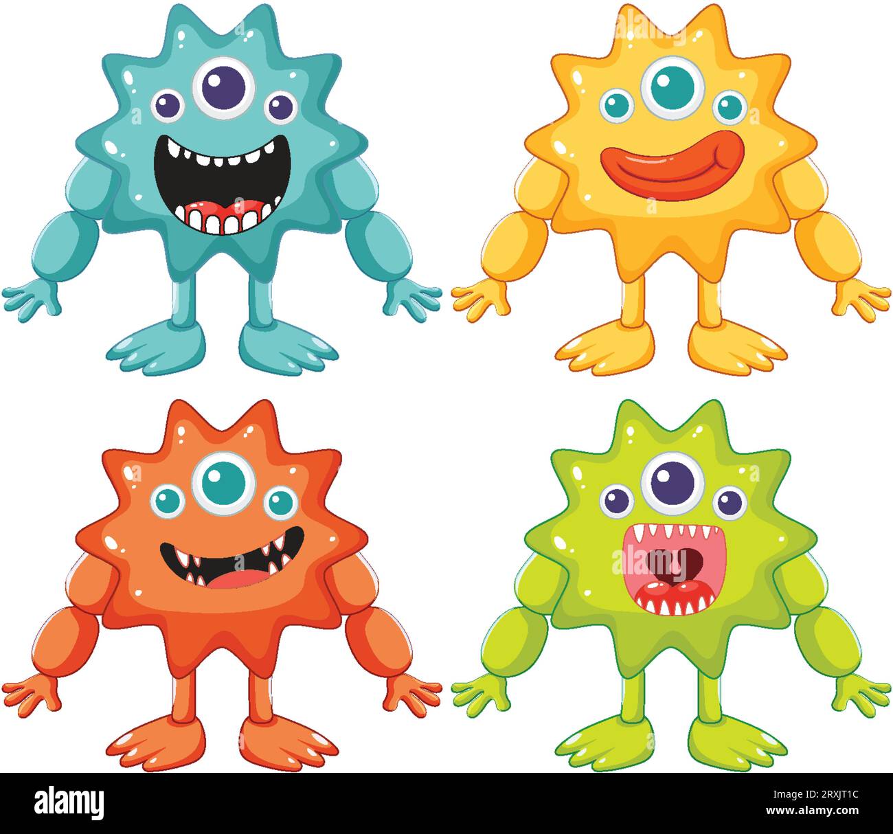 A collection of adorable extraterrestrial creatures in various vibrant ...