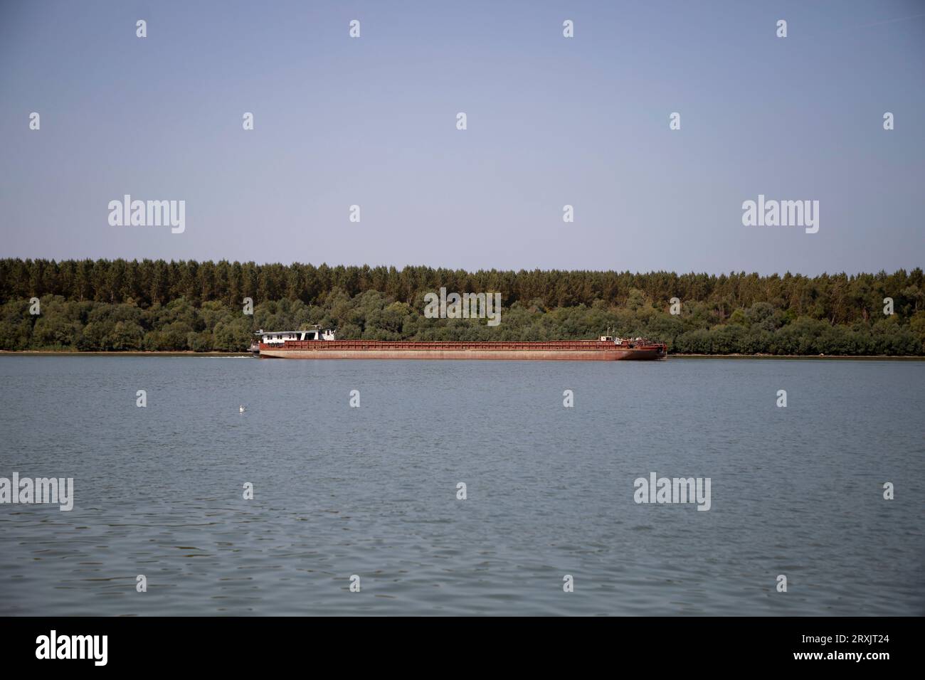 An inland river barge sailing down the Danube River Stock Photo - Alamy