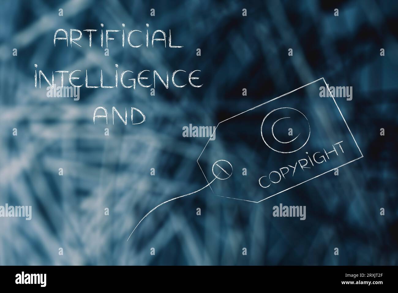artificial intelligence and copyright conceptual image, text with ...