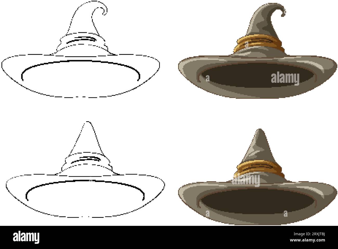 Set of witch and wizard hat illustration Stock Vector Image & Art - Alamy
