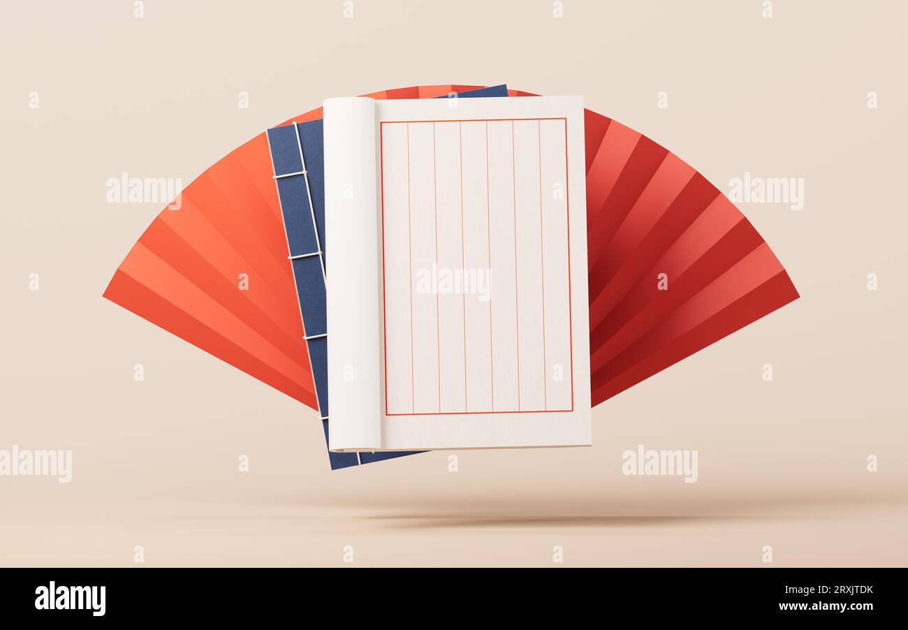 Ancient Chinese book, traditional culture, 3d rendering. Digital ...