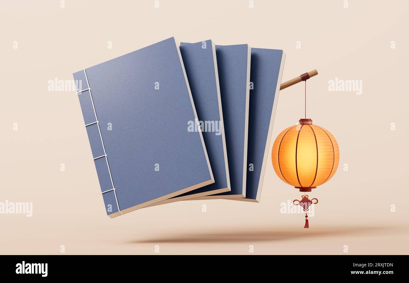 Ancient Chinese book, traditional culture, 3d rendering. Digital ...