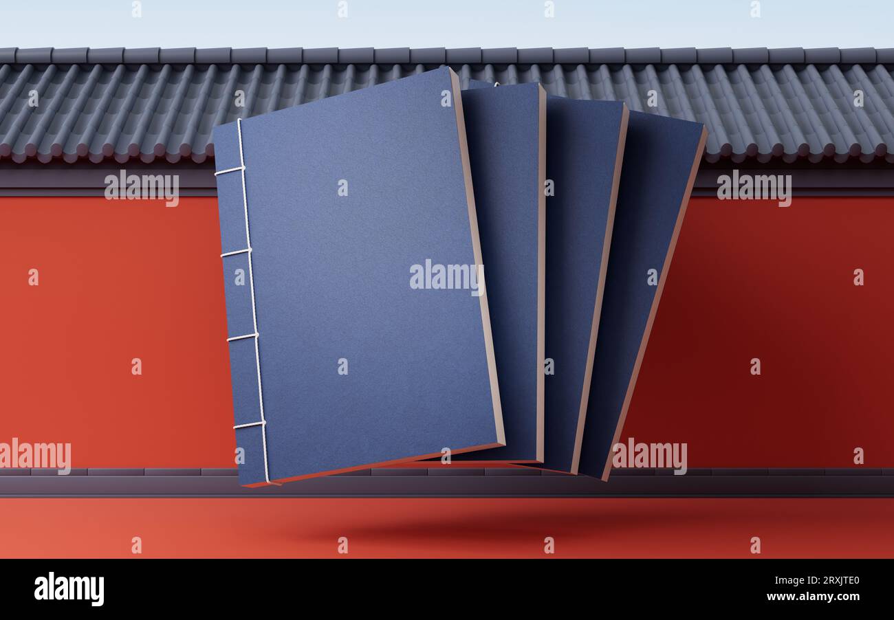 Ancient Chinese book, traditional culture, 3d rendering. Digital ...