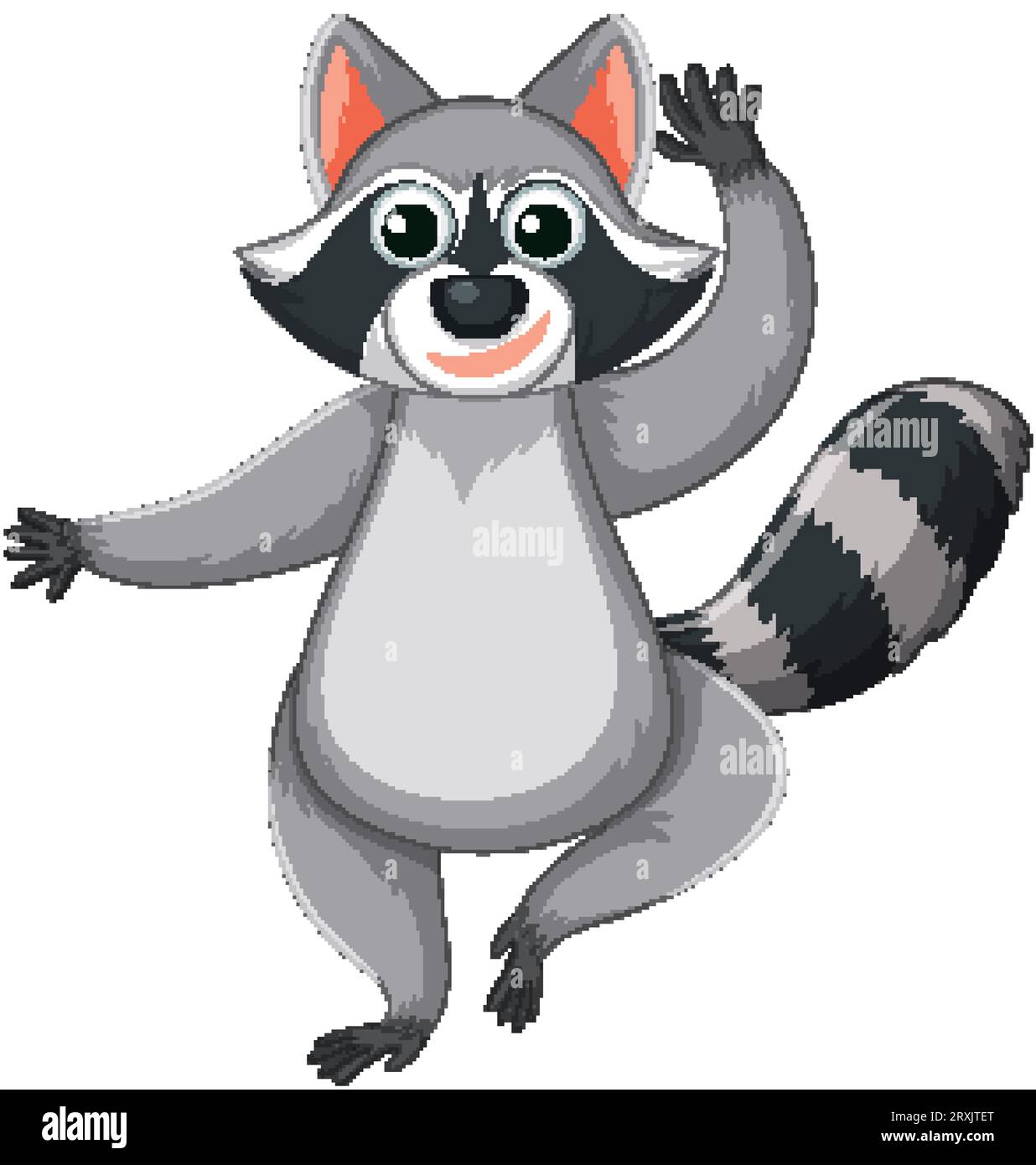 A cute raccoon cartoon character waving hello with its hand Stock ...