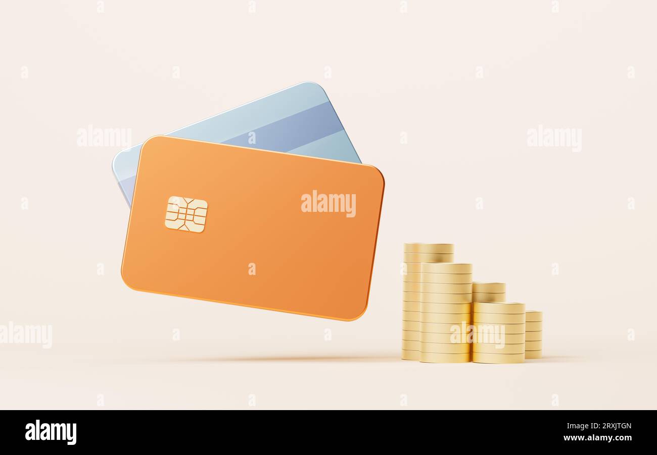 Bank card with 3d cartoon style, 3d rendering. Digital drawing Stock ...