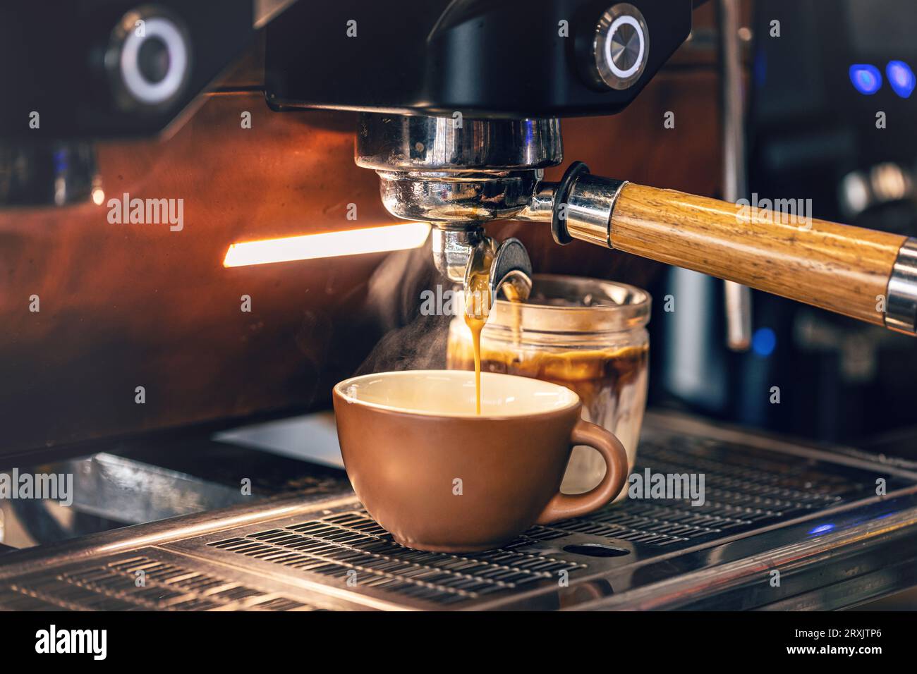 Process of preparation of coffee. Professional coffee brewing concept ...