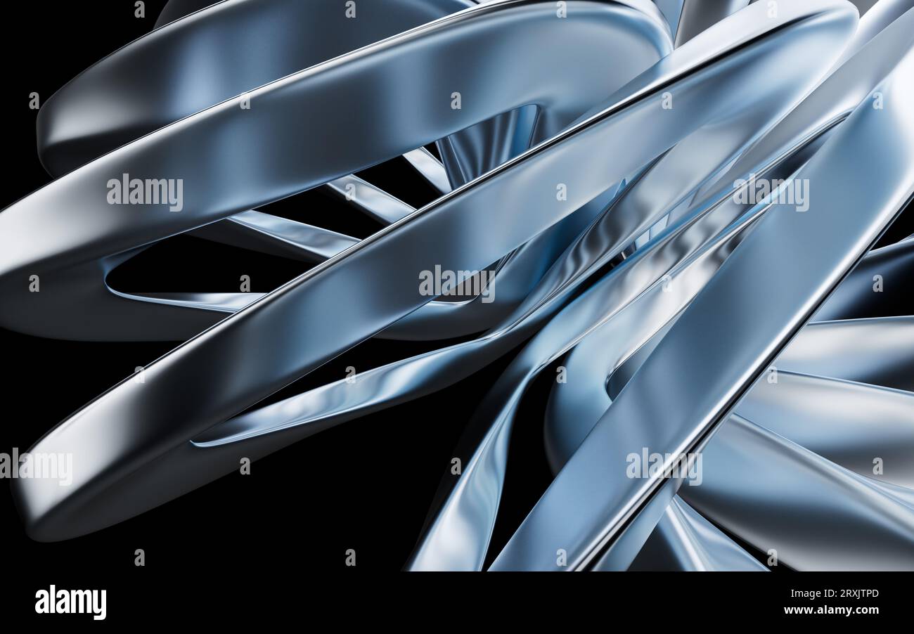 Metallic curve geometry background, 3d rendering. Digital drawing Stock ...