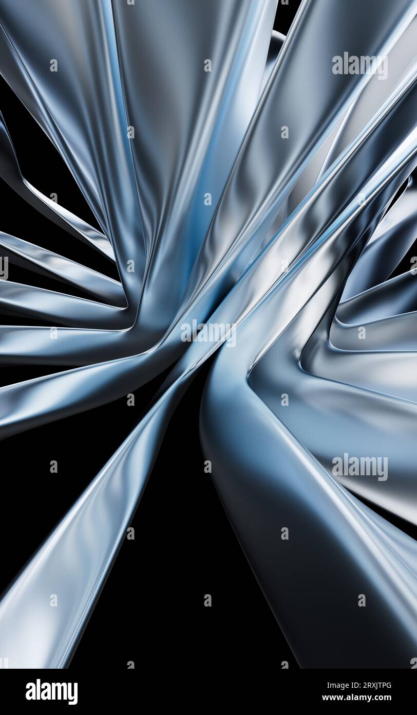 Metallic curve geometry background, 3d rendering. Digital drawing Stock ...