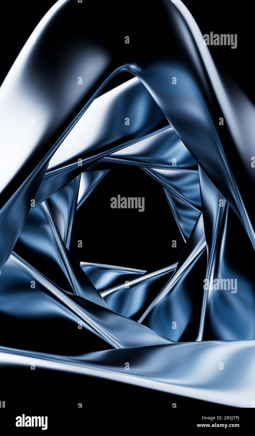 Metallic curve geometry background, 3d rendering. Digital drawing Stock ...