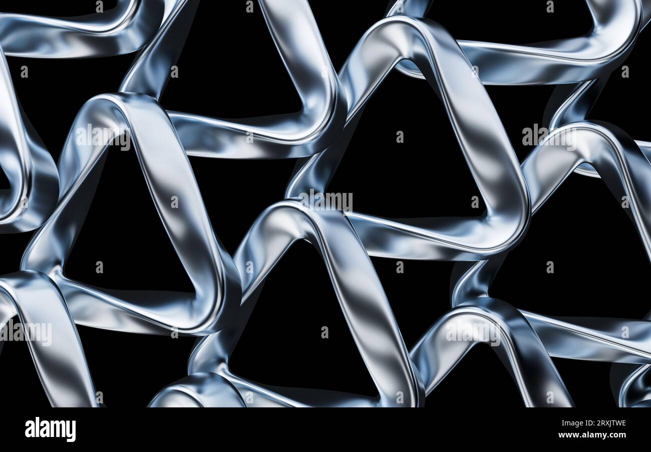 Metallic curve geometry background, 3d rendering. Digital drawing Stock ...