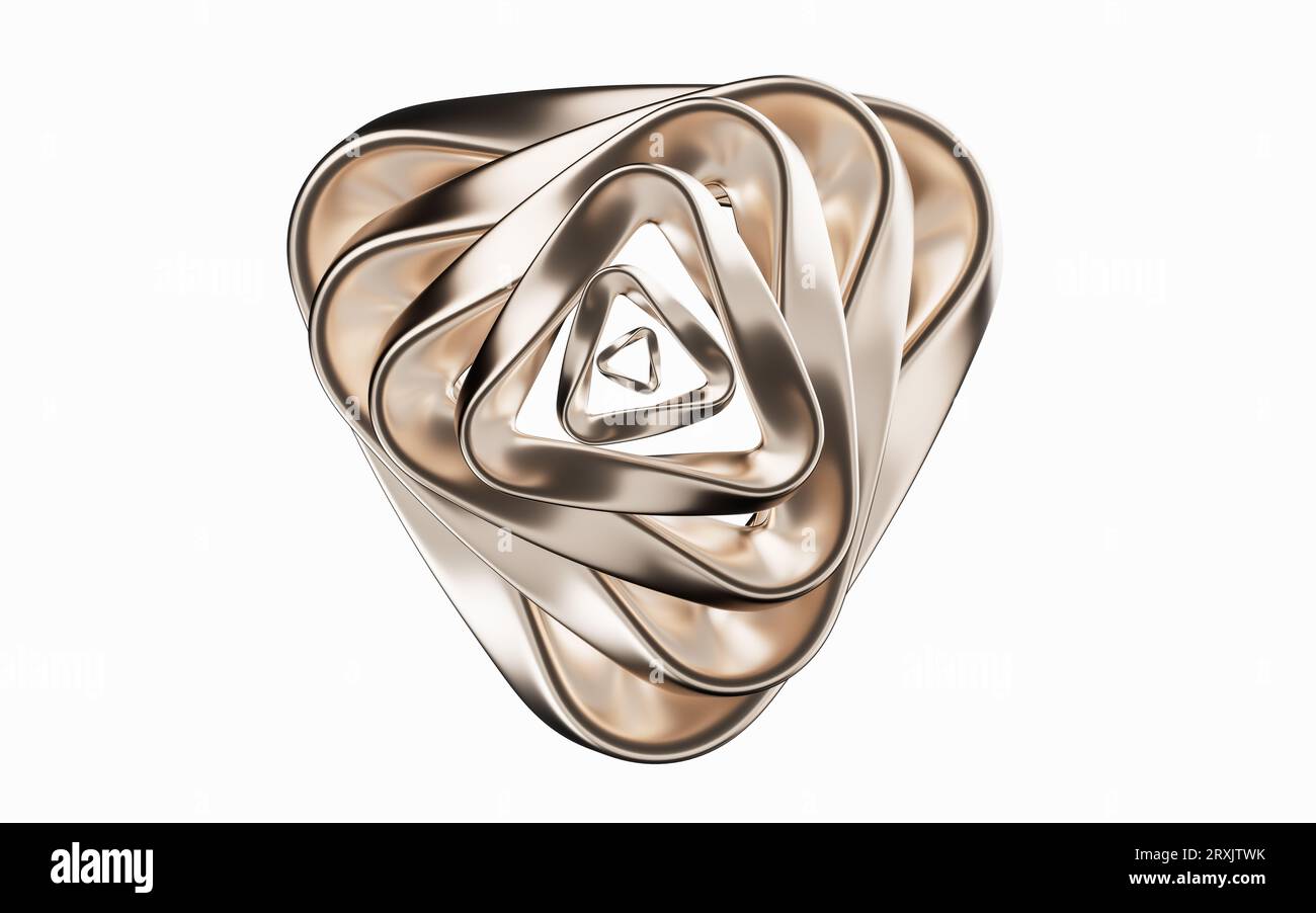 Metallic golden curve geometry background, 3d rendering. Digital ...