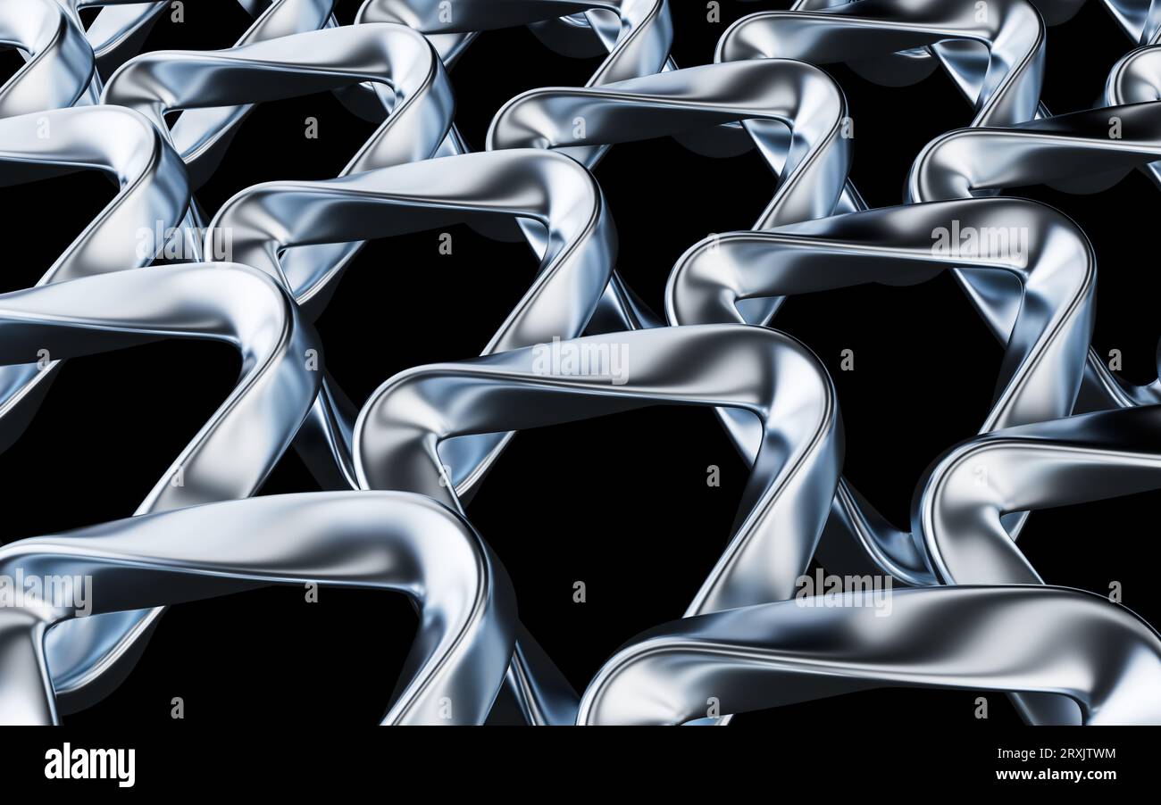 Metallic curve geometry background, 3d rendering. Digital drawing Stock ...