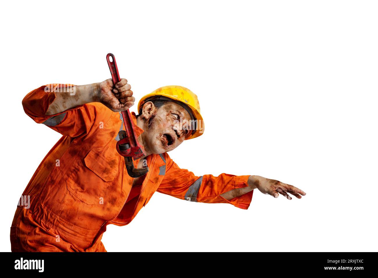 Construction worker carrying pipe Cut Out Stock Images & Pictures - Alamy