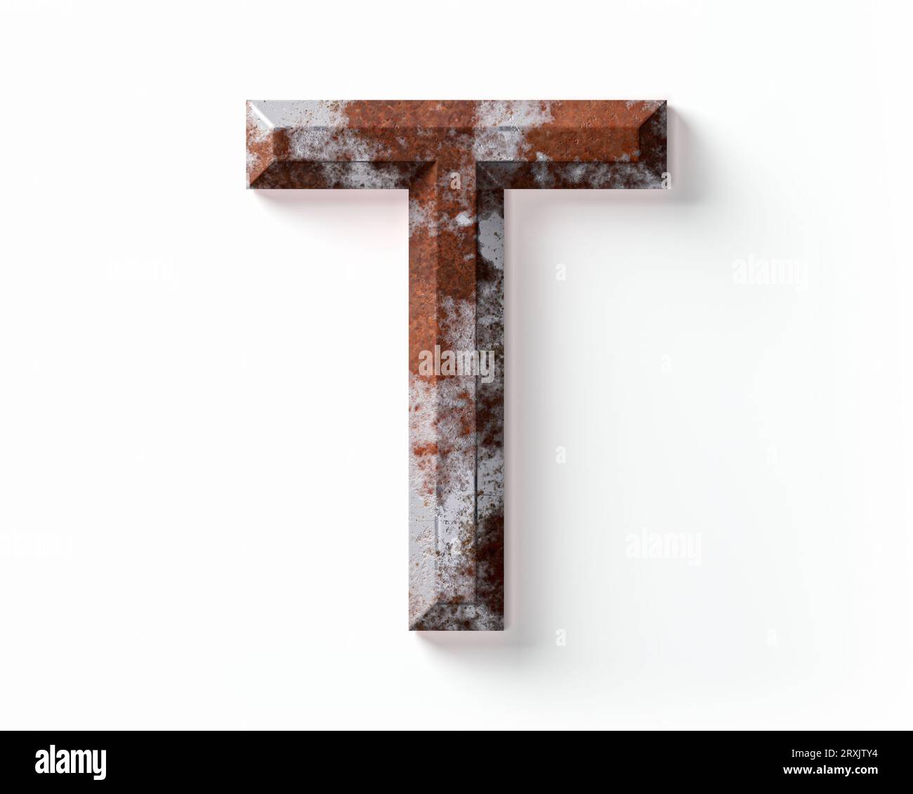 Letters made of rusty metal. 3d illustration of rust iron alphabet ...