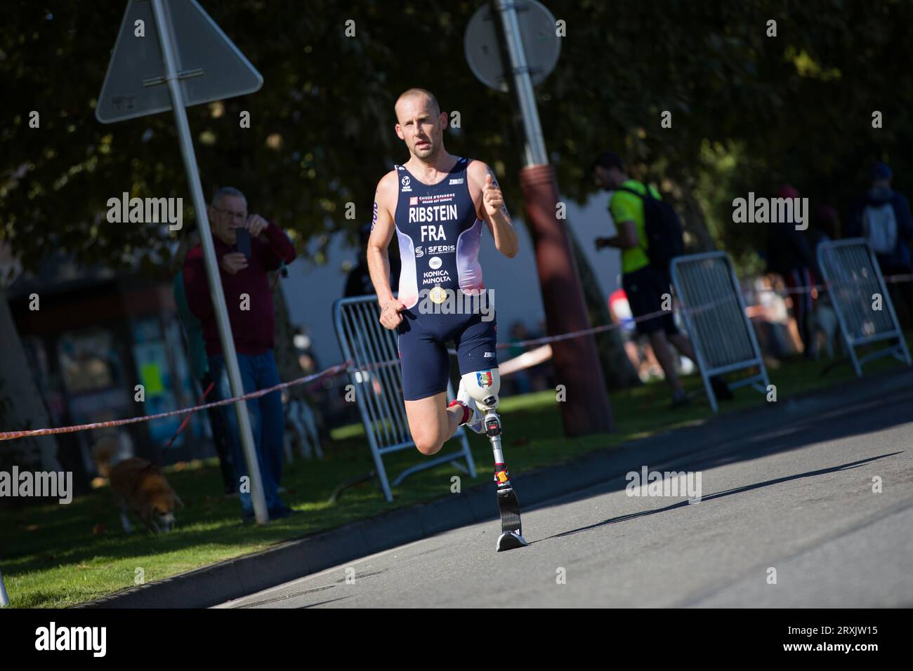 A para-athlete on a road, in a competition Stock Photo - Alamy