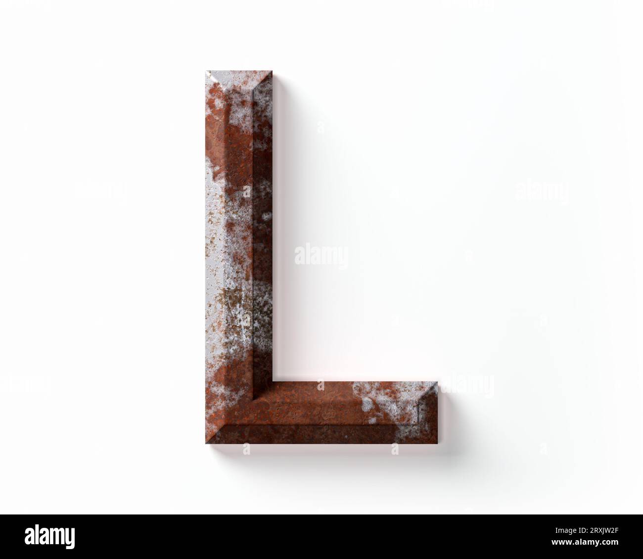 Letters made of rusty metal. 3d illustration of rust iron alphabet ...