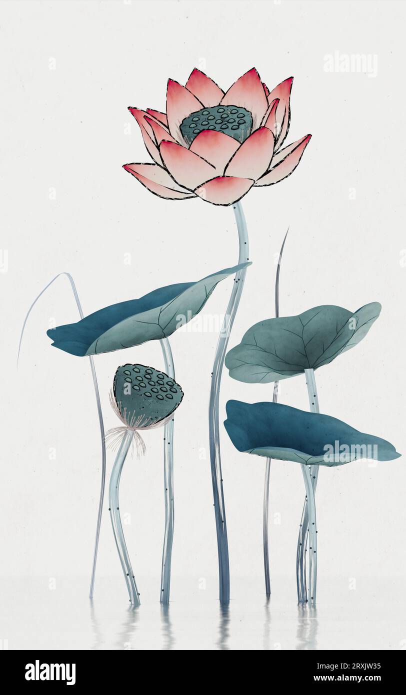 Chinese Flowers Drawings Easy