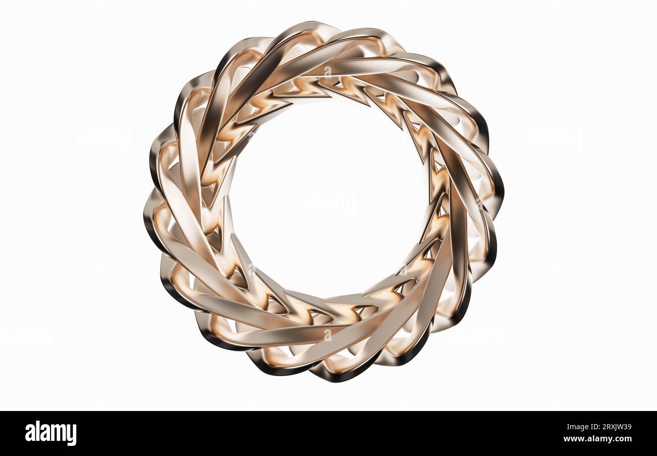 Metallic golden curve geometry background, 3d rendering. Digital ...