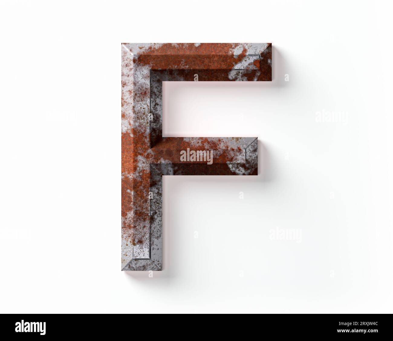 Letters made of rusty metal. 3d illustration of rust iron alphabet ...