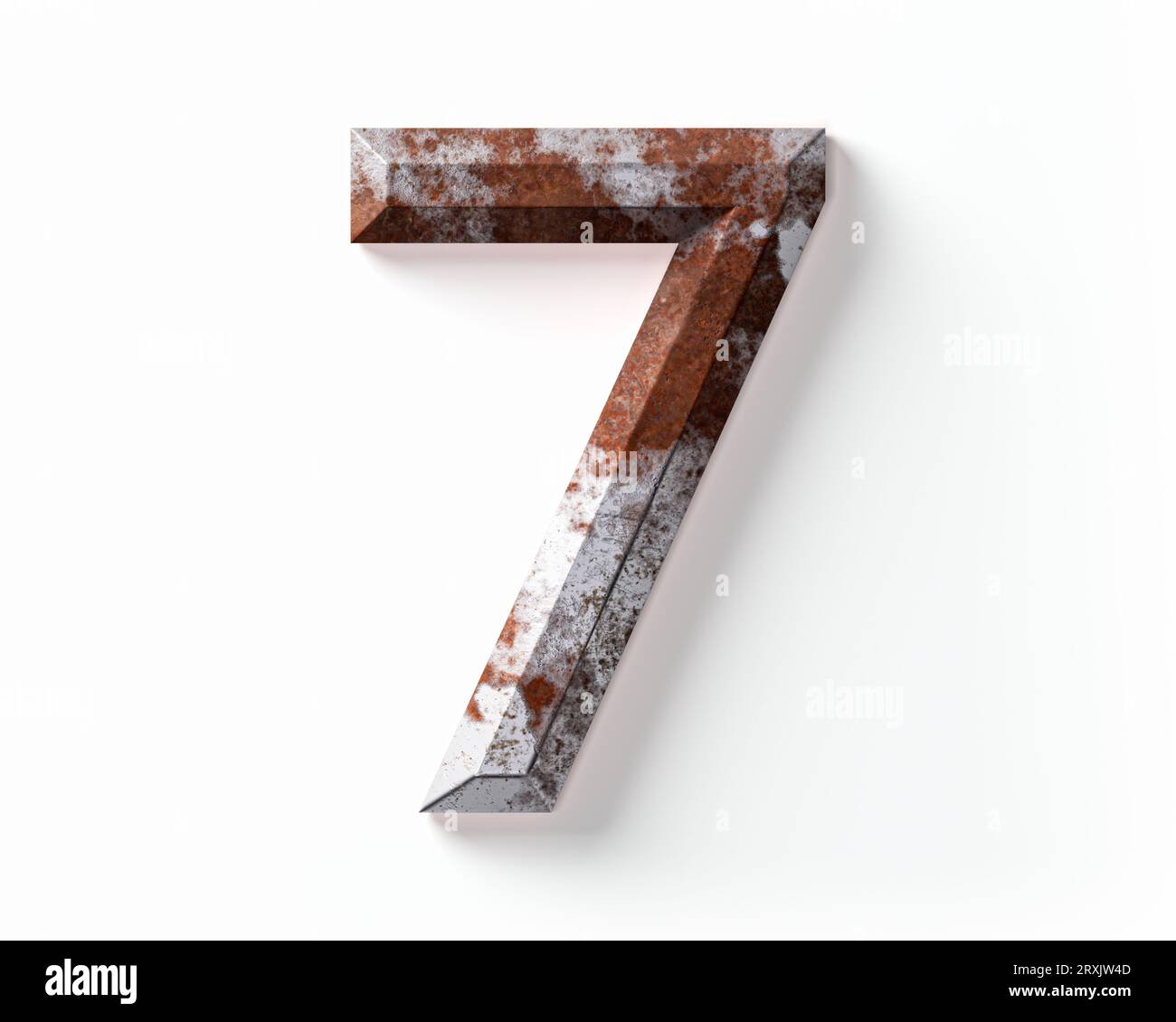 Digit made of rusty metal. 3d illustration of rusty number isolated on ...