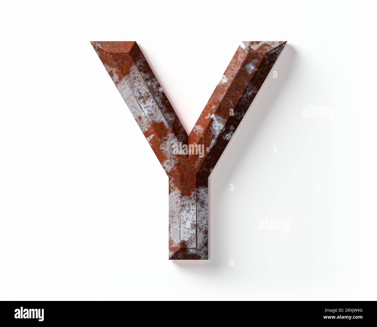 Letters made of rusty metal. 3d illustration of rust iron alphabet ...