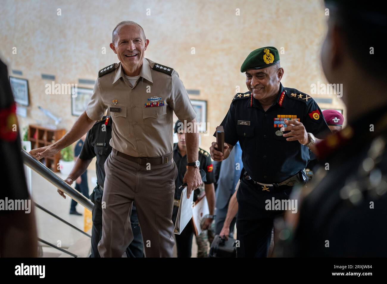 Chief of staff of the U.S. Army Gen. Randy George, left, and his Indian ...