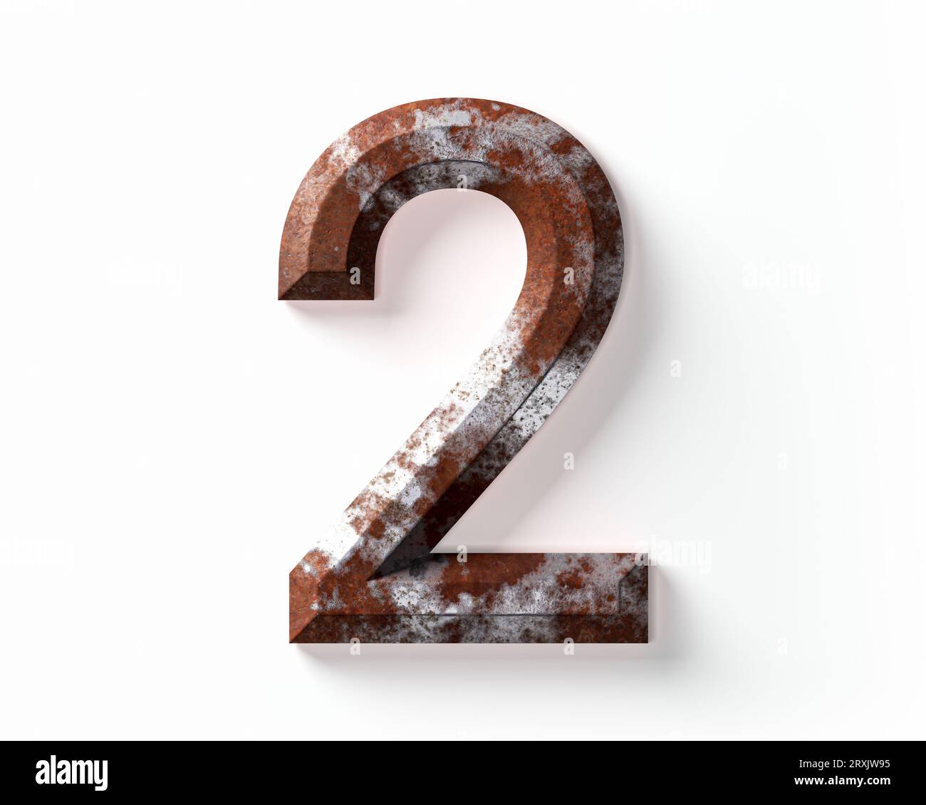 Digit made of rusty metal. 3d illustration of rusty number isolated on ...