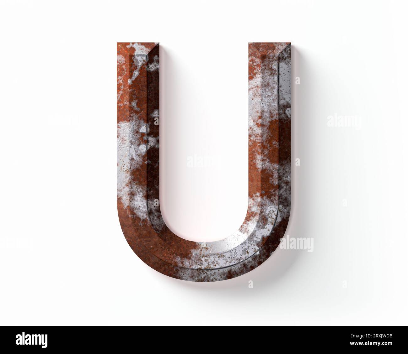 Letters made of rusty metal. 3d illustration of rust iron alphabet ...