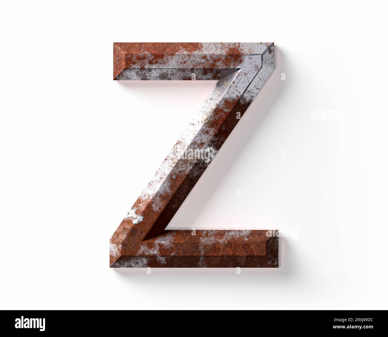 Letters made of rusty metal. 3d illustration of rust iron alphabet ...