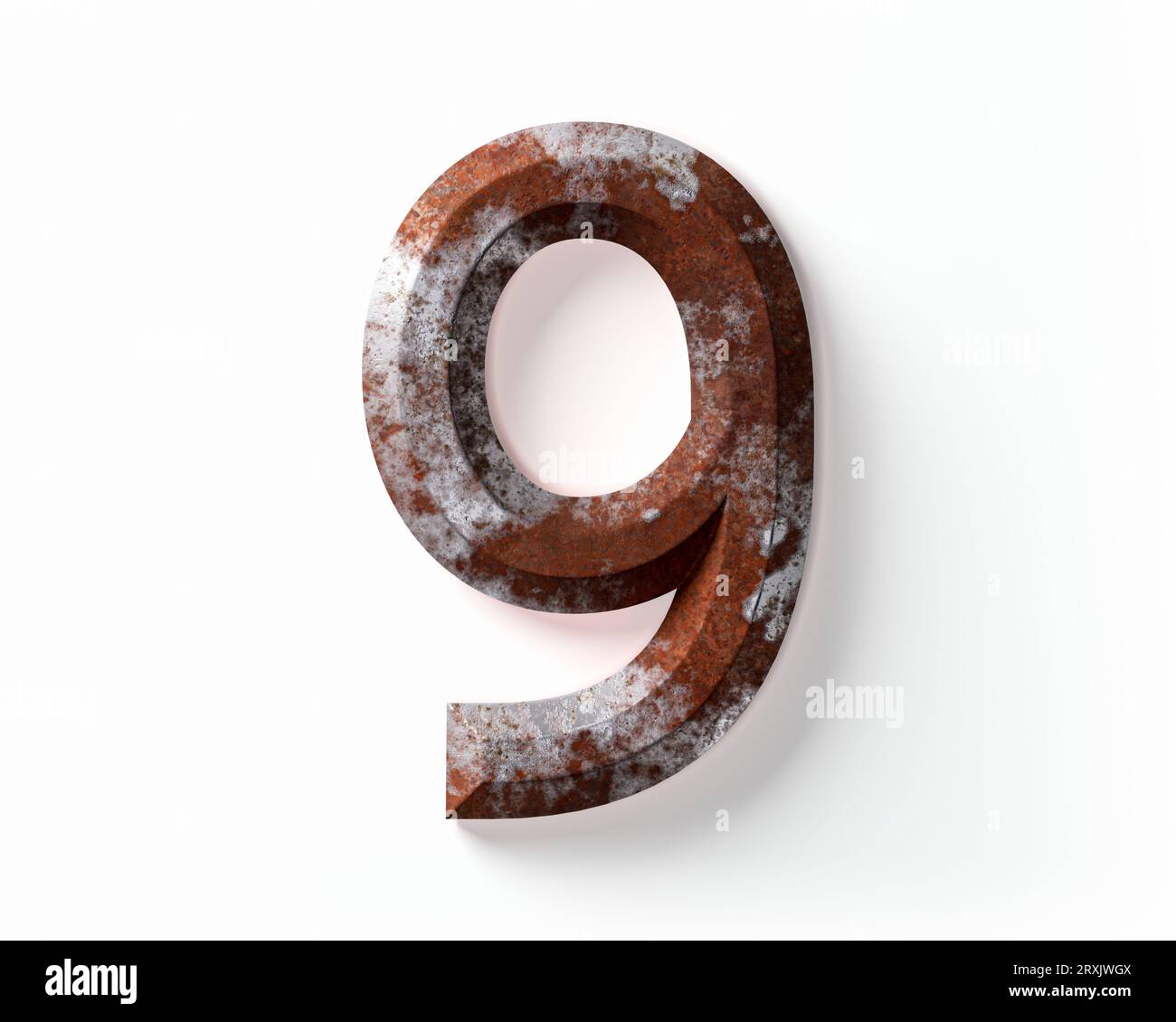 Digit made of rusty metal. 3d illustration of rusty number isolated on ...