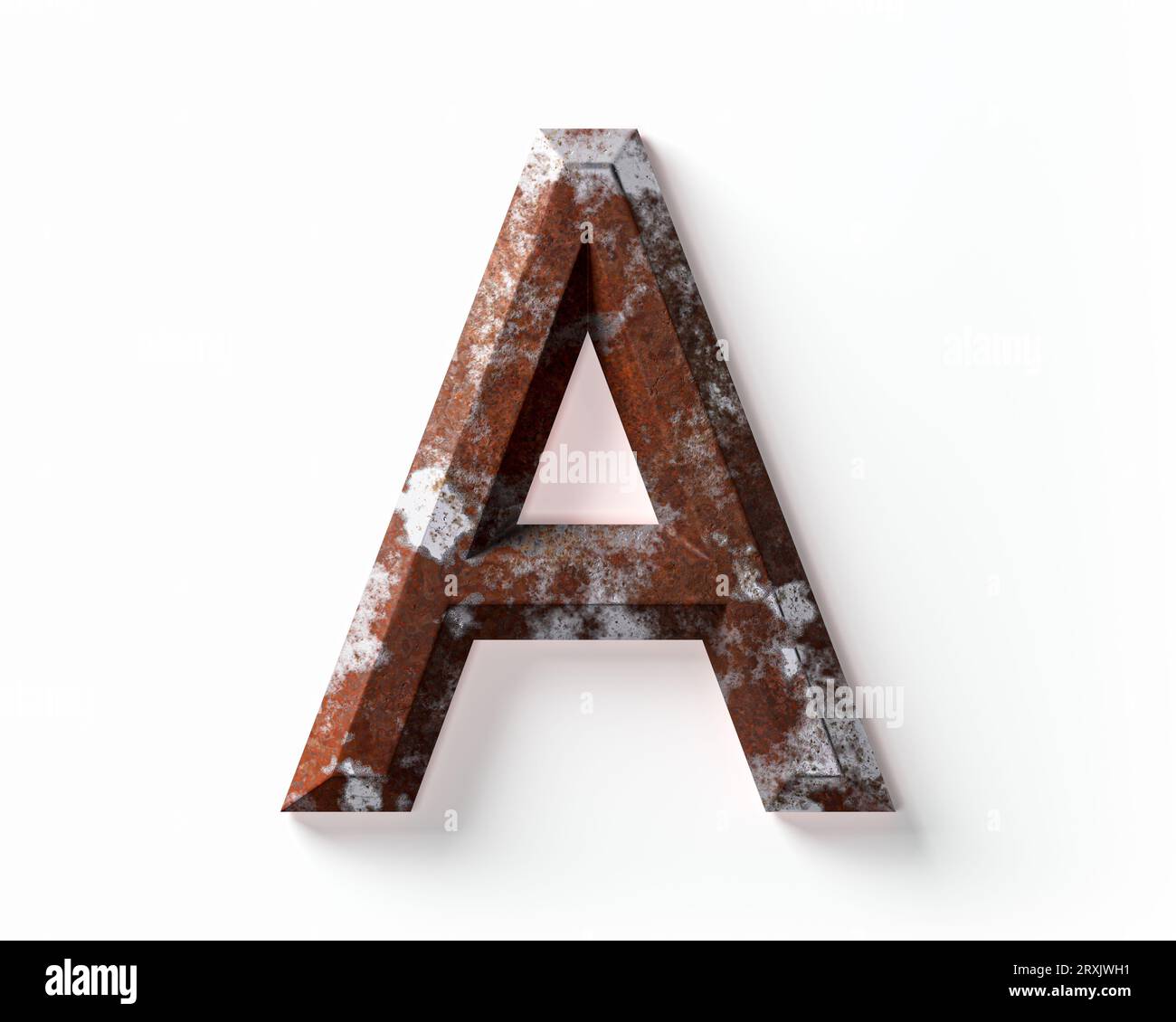 Letters made of rusty metal. 3d illustration of rust iron alphabet ...