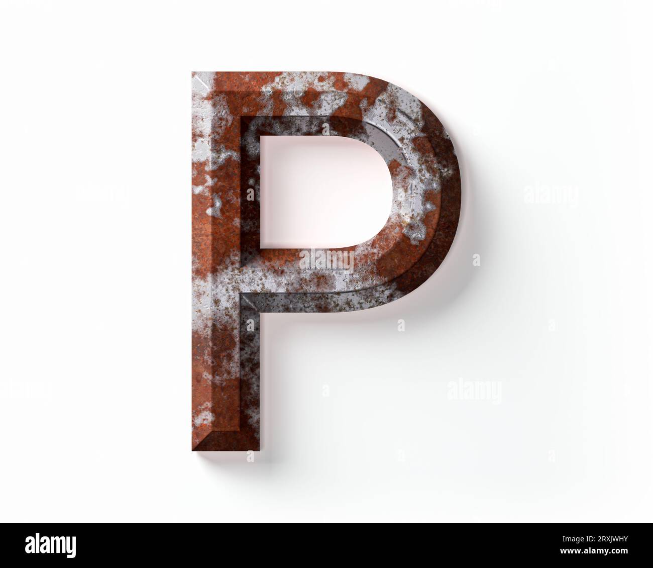 Letters made of rusty metal. 3d illustration of rust iron alphabet ...