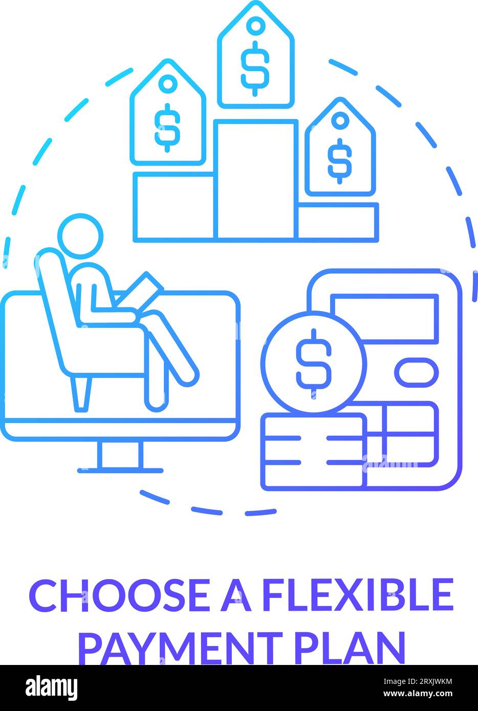 2D choose a flexible payment plan linear icon concept Stock Vector ...