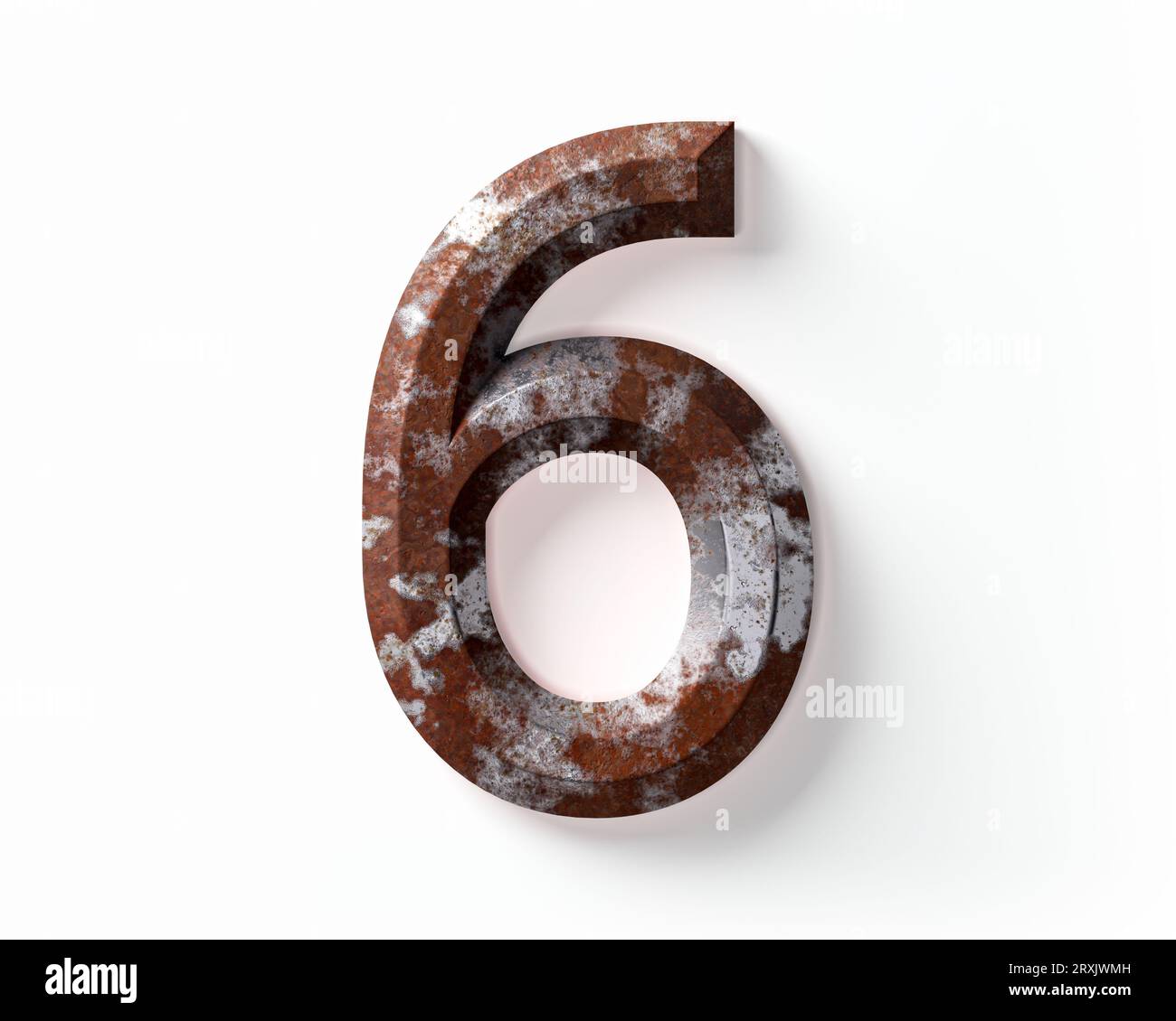Digit made of rusty metal. 3d illustration of rusty number isolated on ...