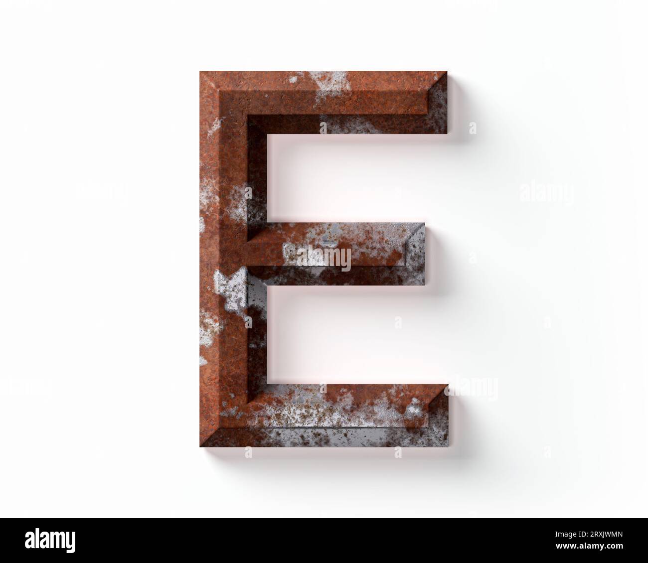 Letters made of rusty metal. 3d illustration of rust iron alphabet ...