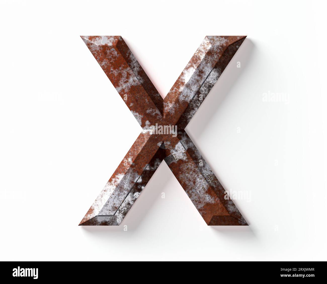 Letters made of rusty metal. 3d illustration of rust iron alphabet ...