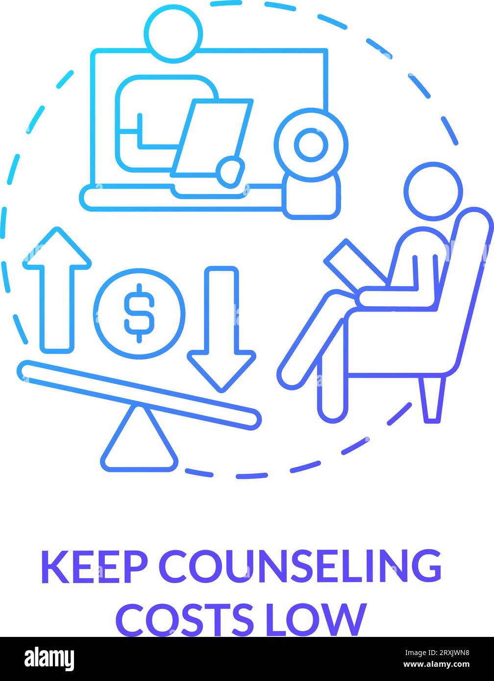 2D keep counseling costs low copy linear icon concept Stock Vector ...