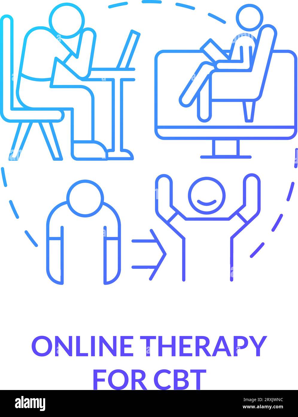 2D gradient online therapy for CBT line icon concept Stock Vector Image ...