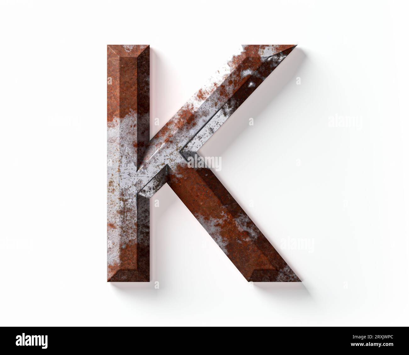 Letters made of rusty metal. 3d illustration of rust iron alphabet ...