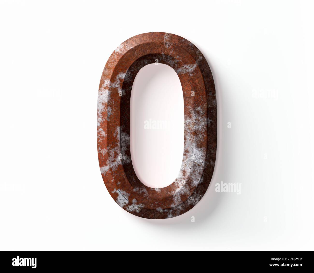 Digit made of rusty metal. 3d illustration of rusty number isolated on ...