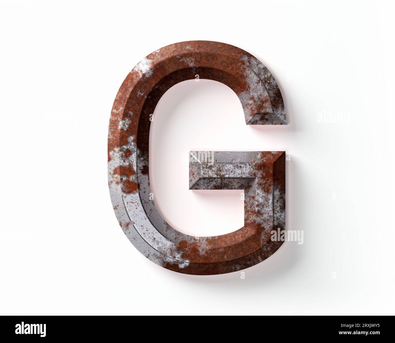 Letters made of rusty metal. 3d illustration of rust iron alphabet ...