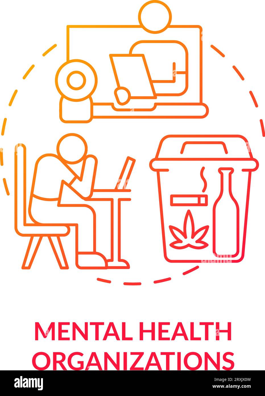 2D mental health organizations linear icon concept Stock Vector Image ...