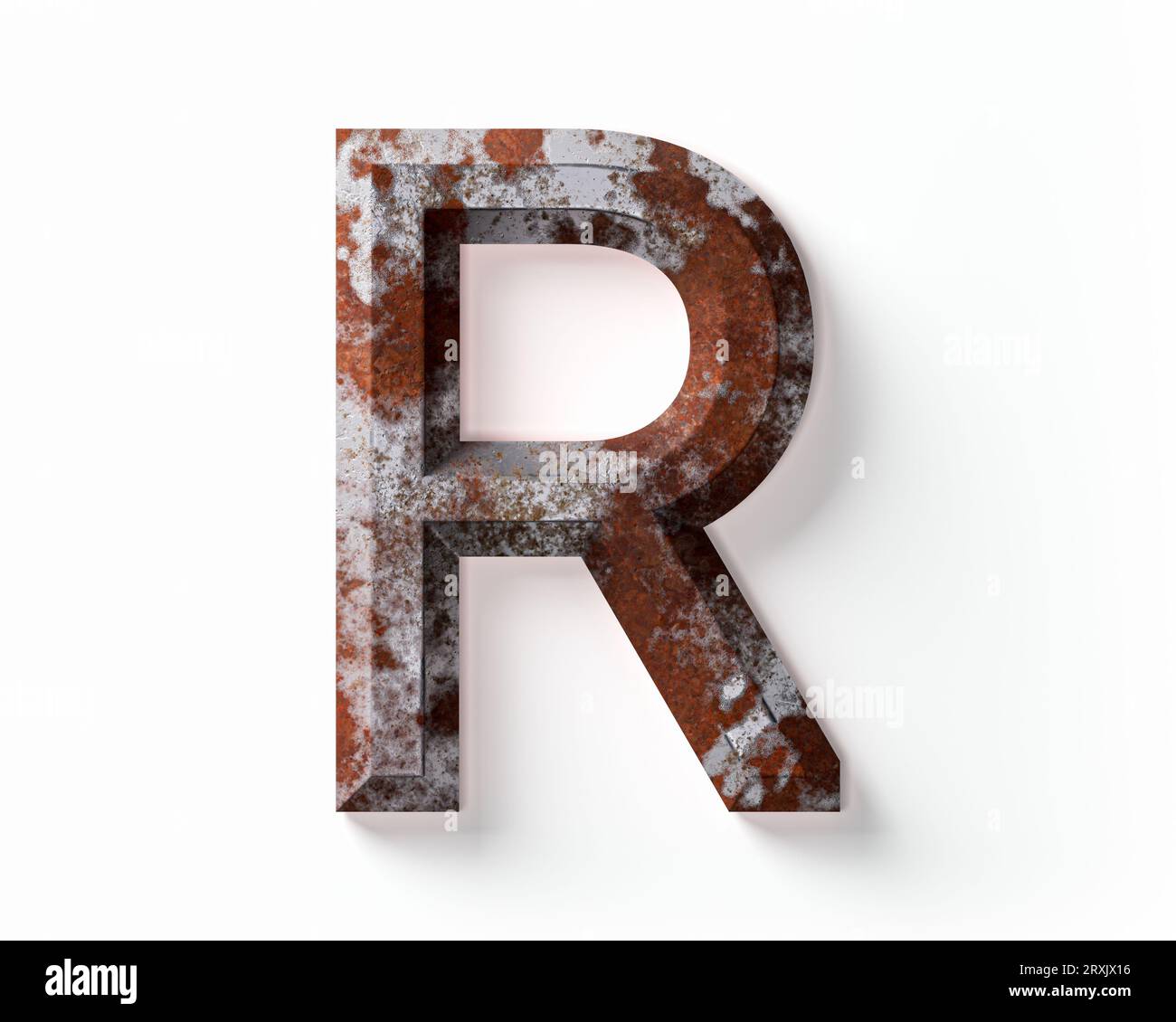 Letters made of rusty metal. 3d illustration of rust iron alphabet ...