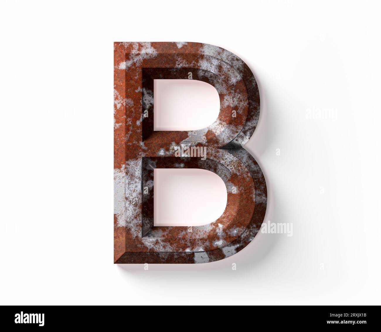 Letters made of rusty metal. 3d illustration of rust iron alphabet ...