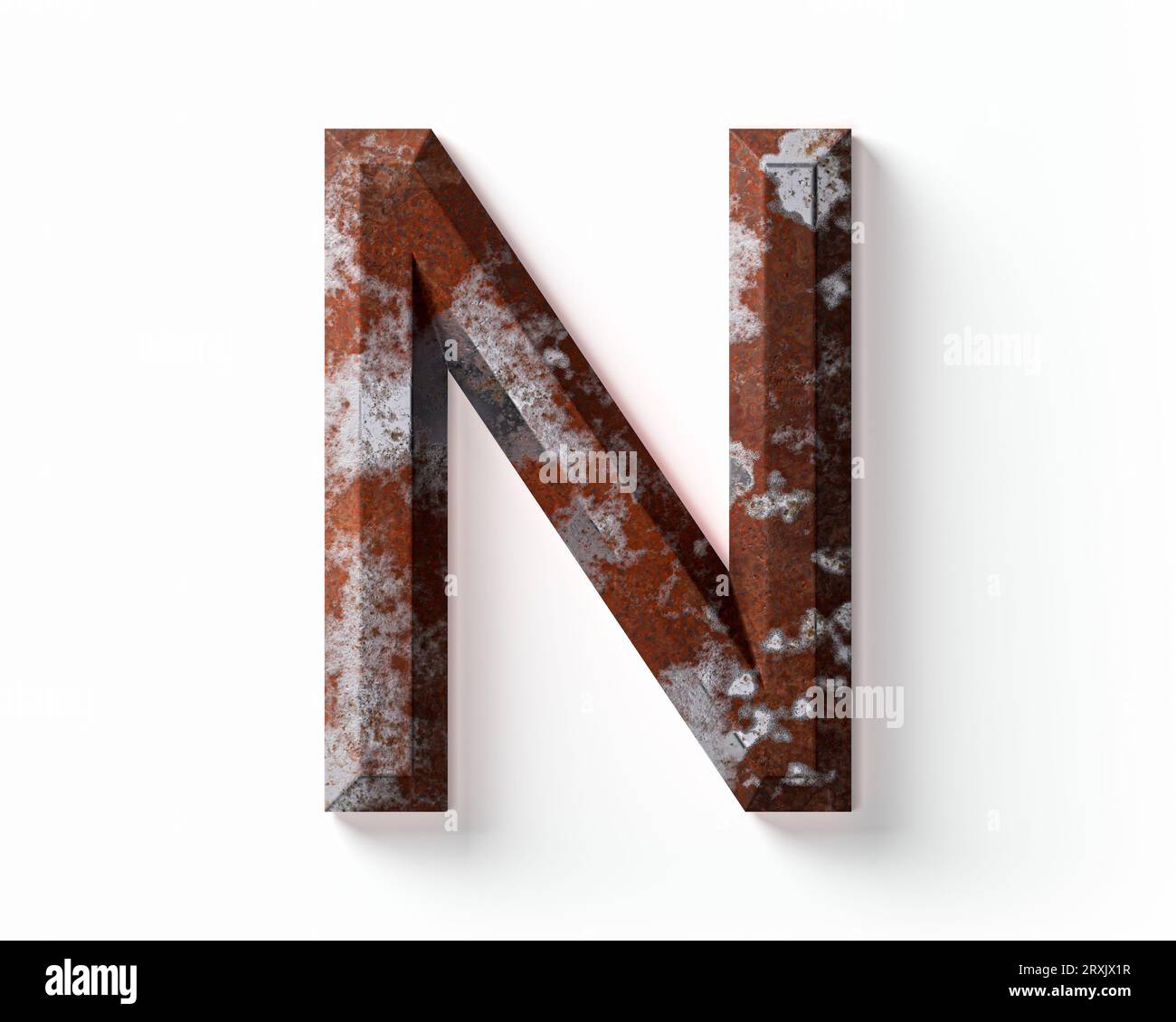 Letters made of rusty metal. 3d illustration of rust iron alphabet ...