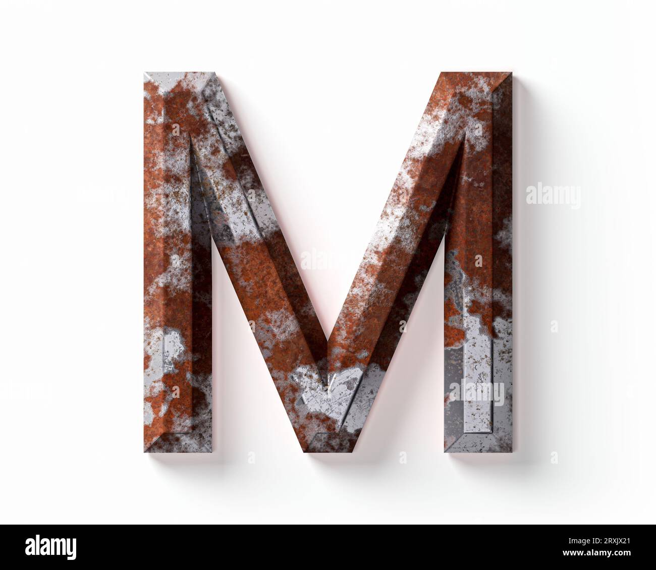 Letters made of rusty metal. 3d illustration of rust iron alphabet ...